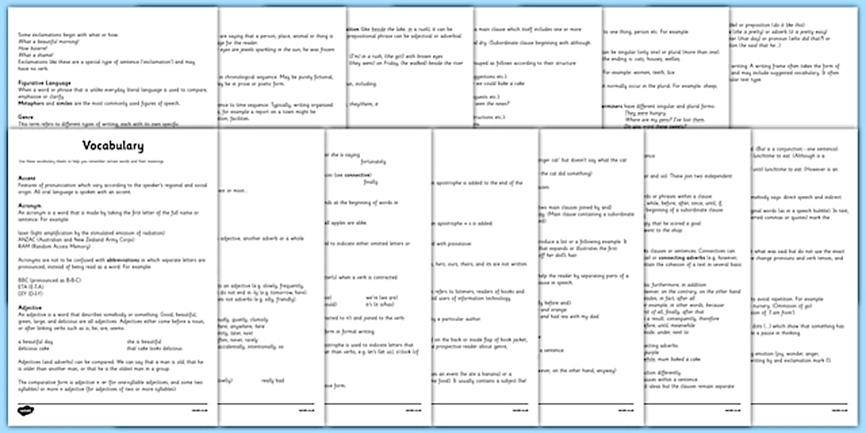 KS2 Vocabulary PDF | Vocabulary Explanation Sheet - Twinkl