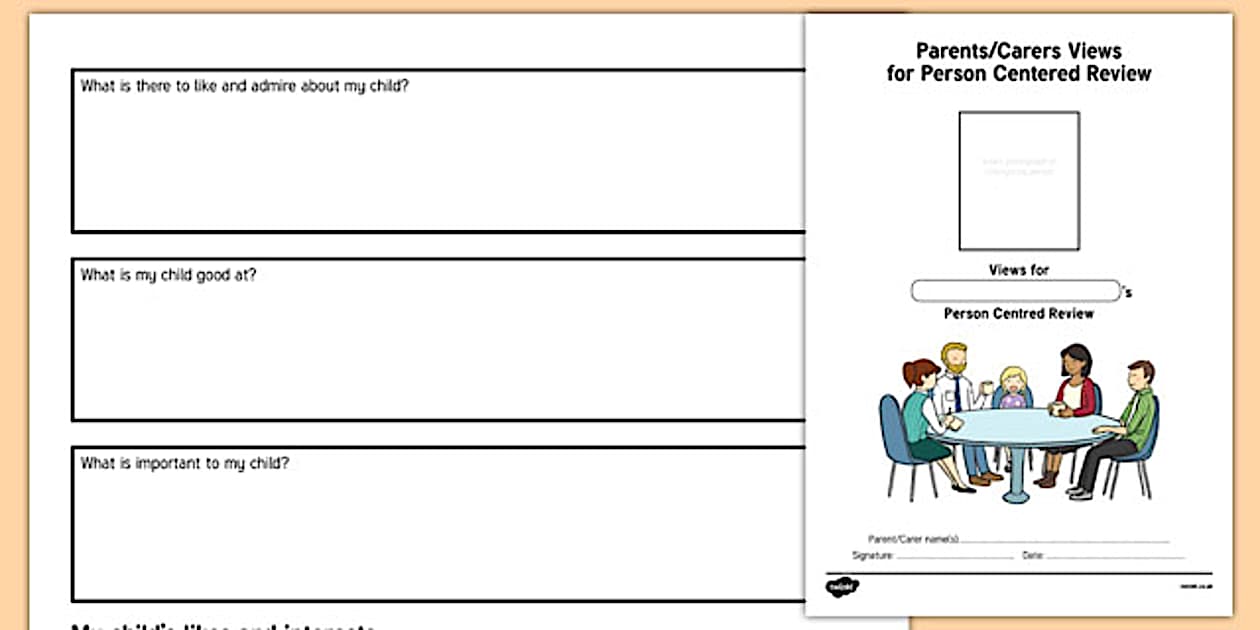 Person Centred Review Parents and Carers Views Book - Twinkl