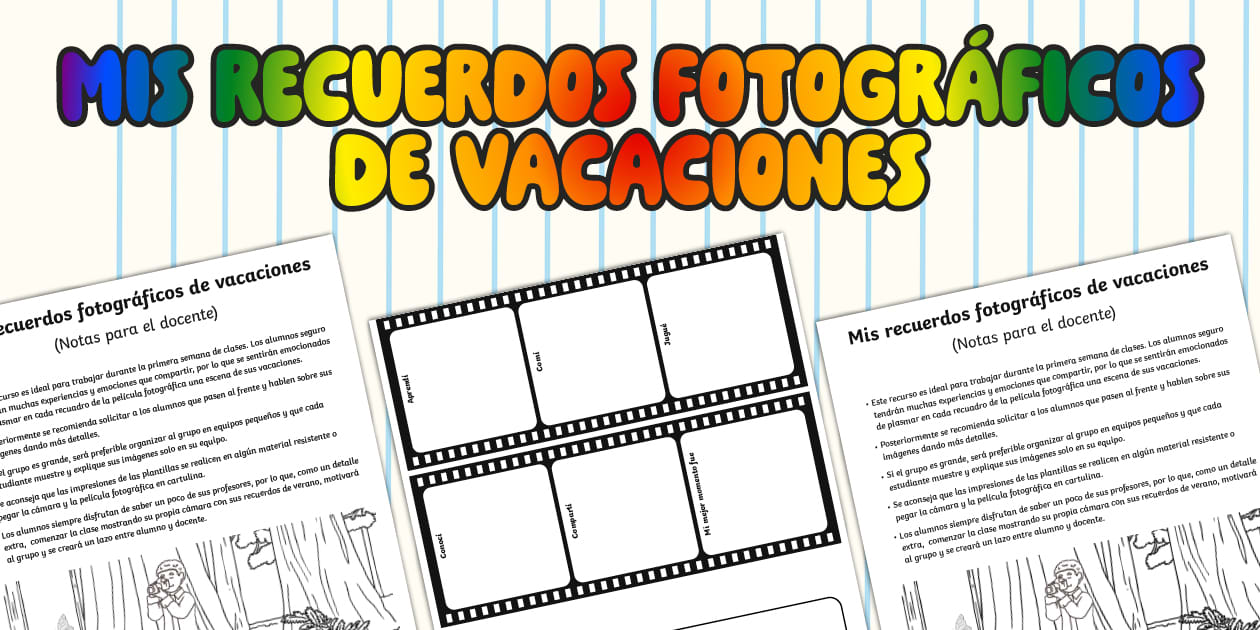Manualidad regreso a clases: Mis fotos vacaciones - Twinkl
