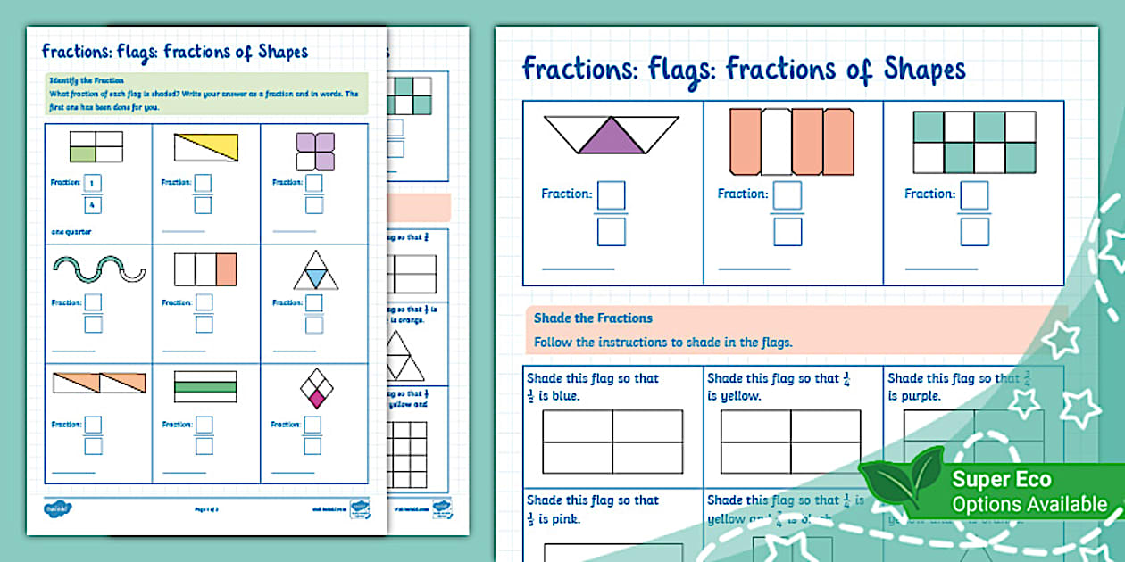 Fractions: Flags: Fractions of Shapes (Ages 6 - 7) - Twinkl