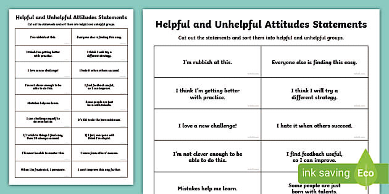 UKS2 Helpful and Unhelpful Attitudes Activity (teacher made)