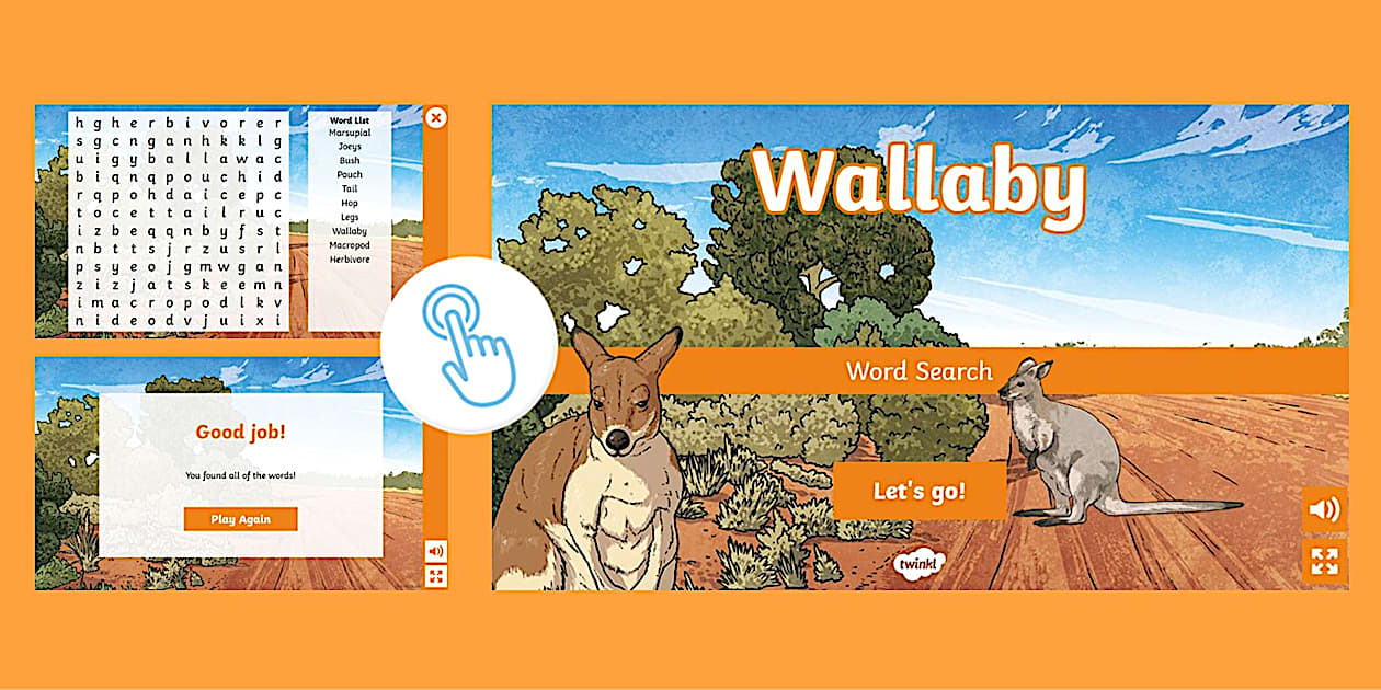 Digital and Interactive Wallaby Word Search | Twinkl | KS1