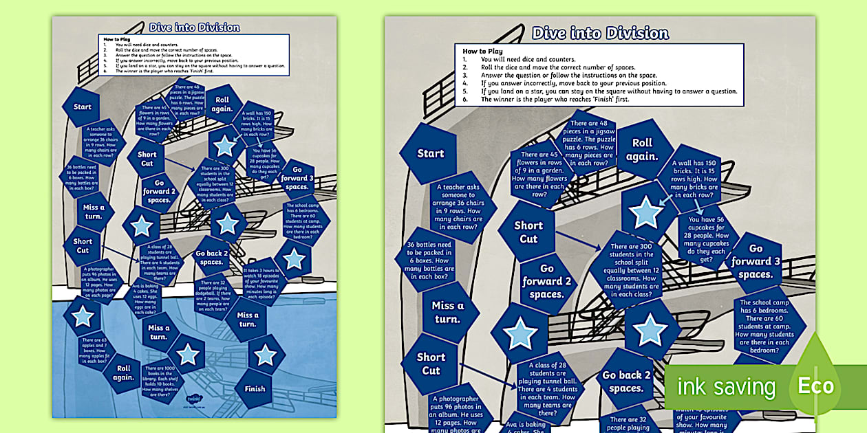 Dive into Division Board Game (teacher made) - Twinkl