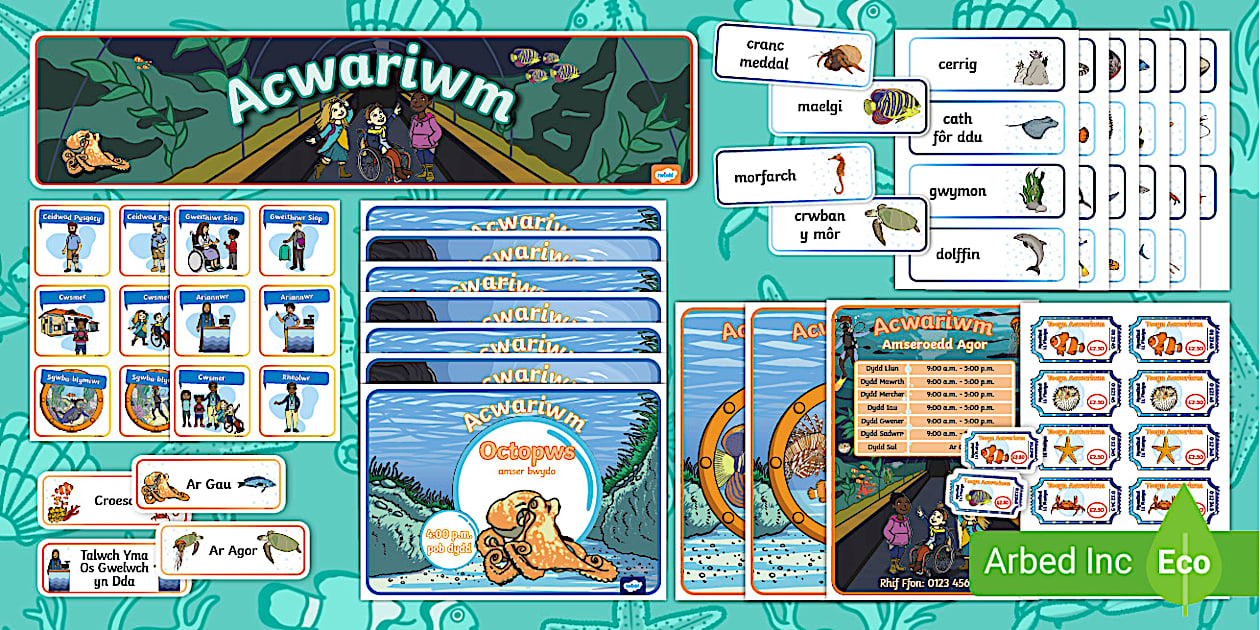 Pecyn Chwarae Rôl Y Pysgoty, acweriwm, chwarae rol, ardal chwarae rol ...