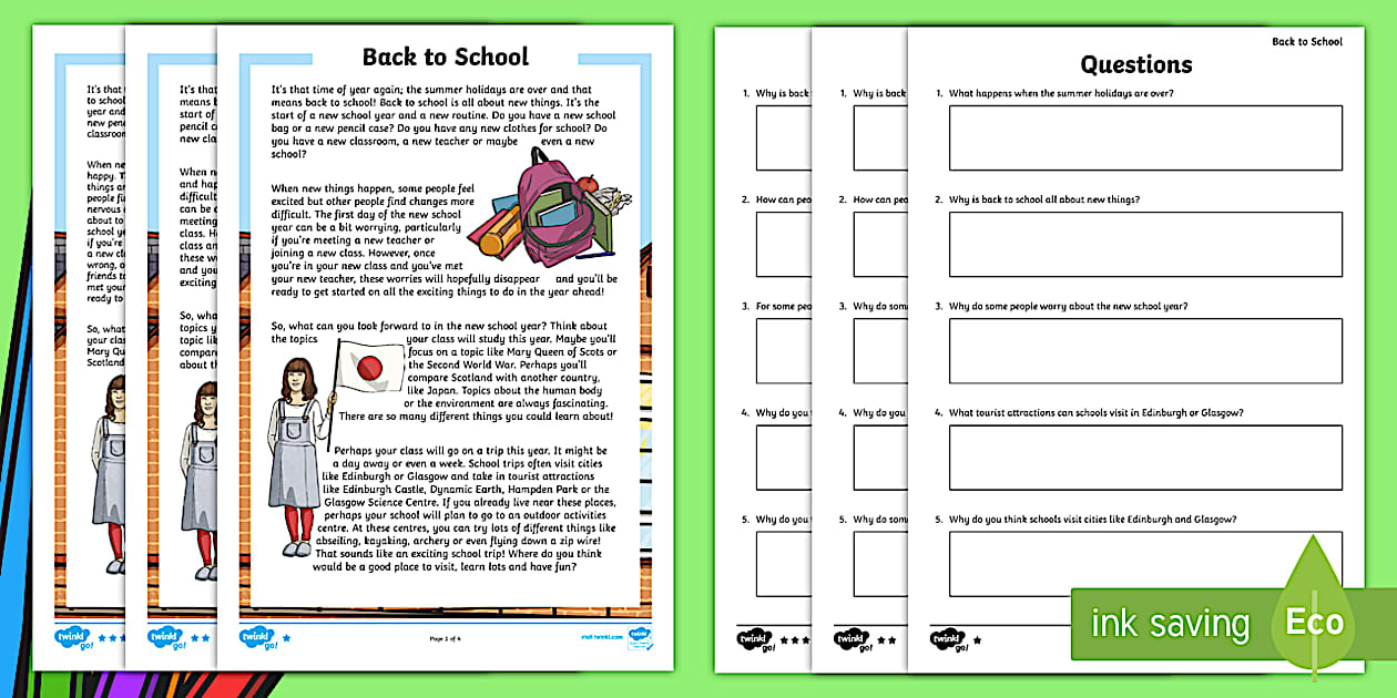 Interactive PDF: Back to School Interactive Differentiated Reading