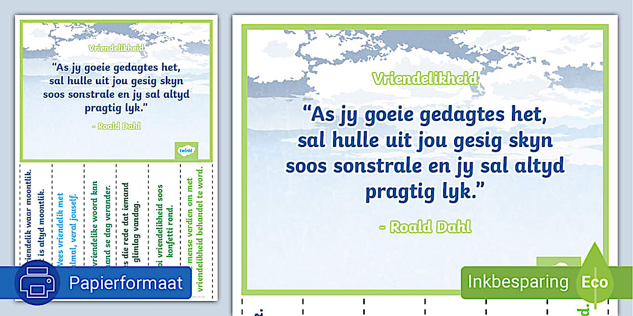 Vriendelike Gedagtes Afskeurplakkaat (teacher made) - Twinkl