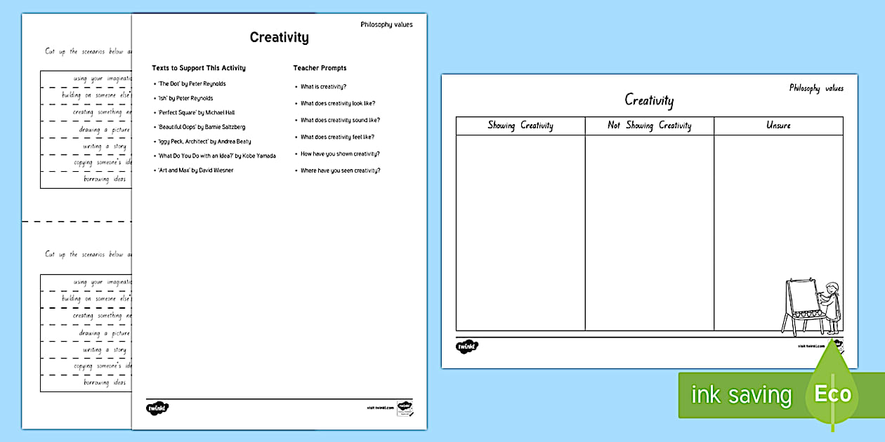 Philosophy Values - Creativity Activity (teacher made)