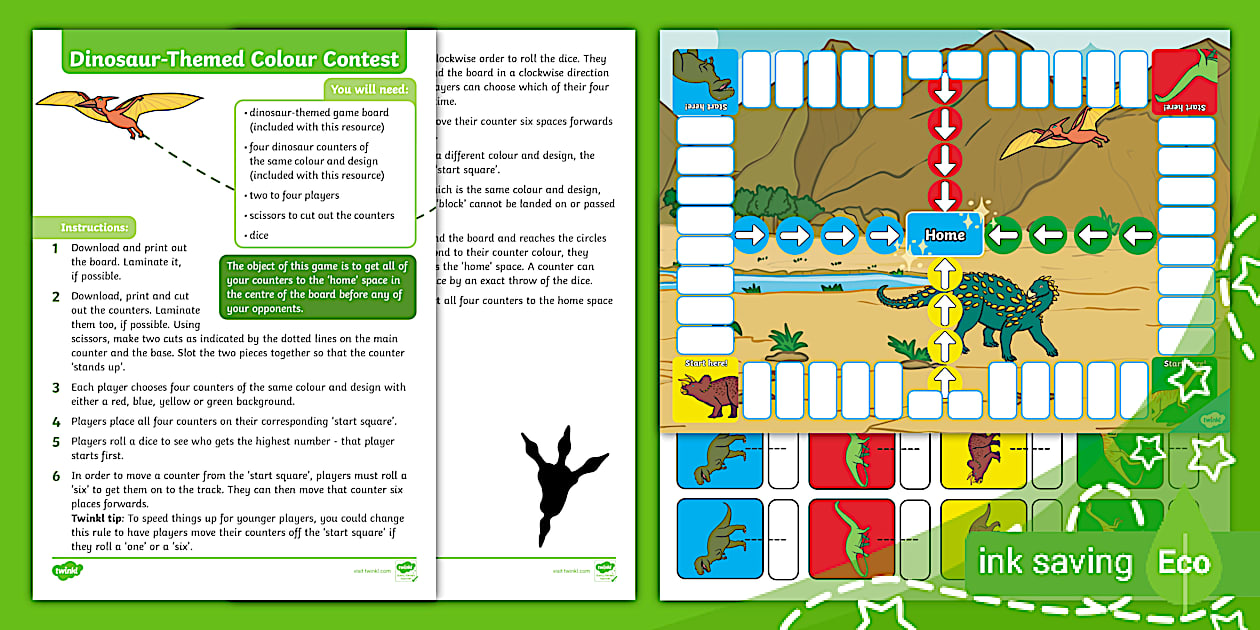 Dinosaur-Themed Colour Contest Game (teacher made) - Twinkl