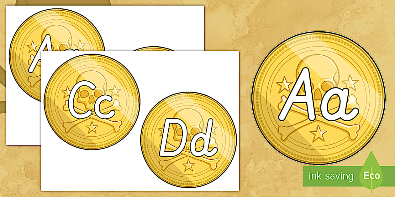 A-Z Alphabet on Pirate Coins (teacher made) - Twinkl