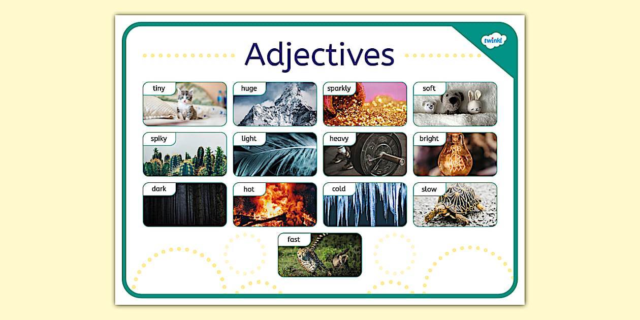 Adjectives Photo Display Poster (teacher made) - Twinkl