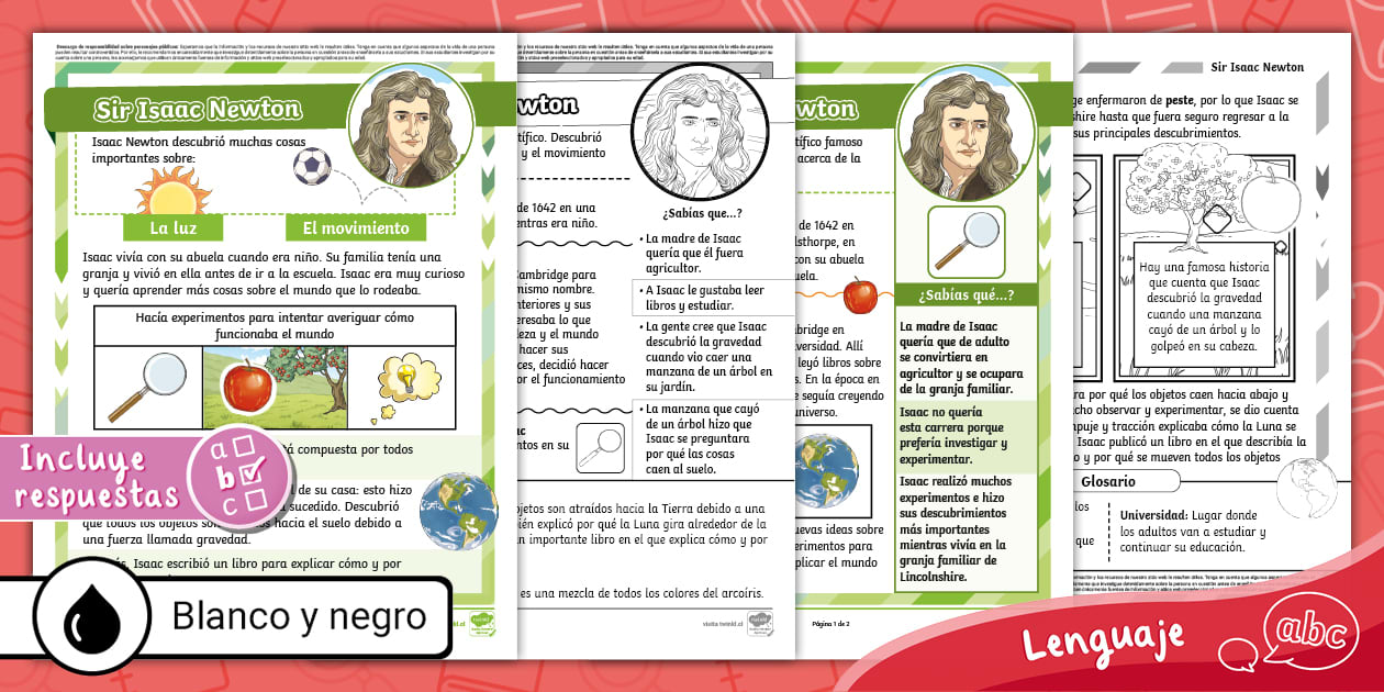 Lectura Diferenciada | Comprensión | Lenguaje | Isaac Newton