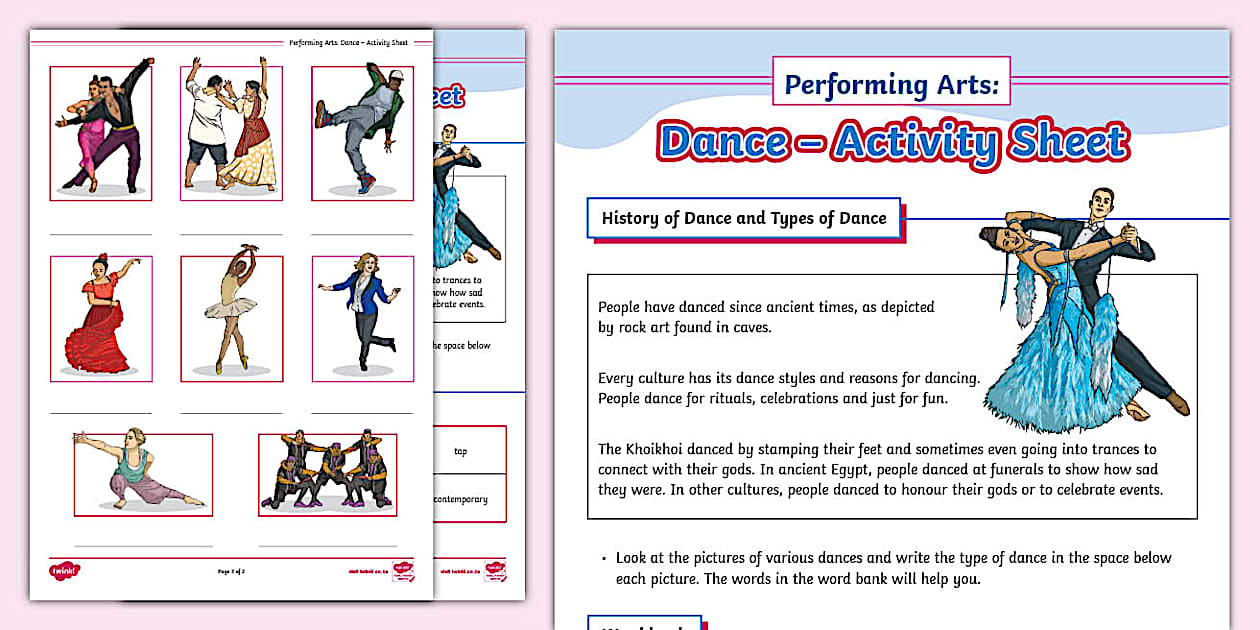 Performing Arts: History and Types of Dance Activity Sheet