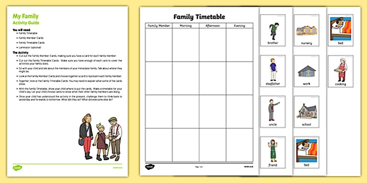 My Family Timetable Busy Bag Resource Pack for Parents