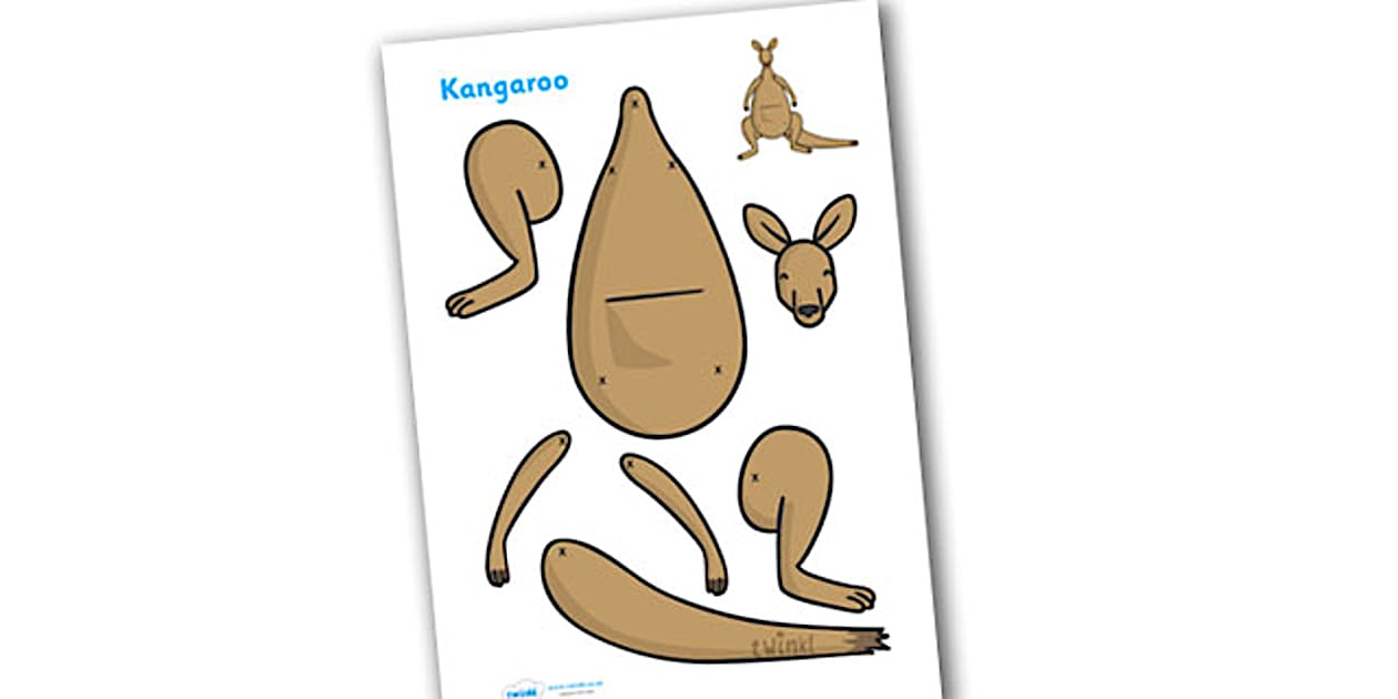 Black and White Split Pin (Kangaroo) (teacher made) - Twinkl