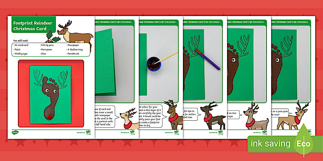 Footprint Reindeer Design Activity Printable Craft Activity