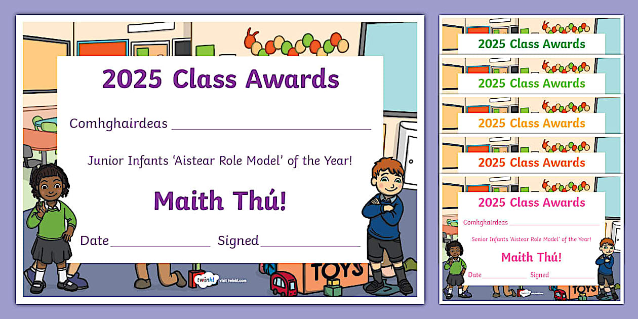 2016-2017 Aistear Role Model of the Year Certificate
