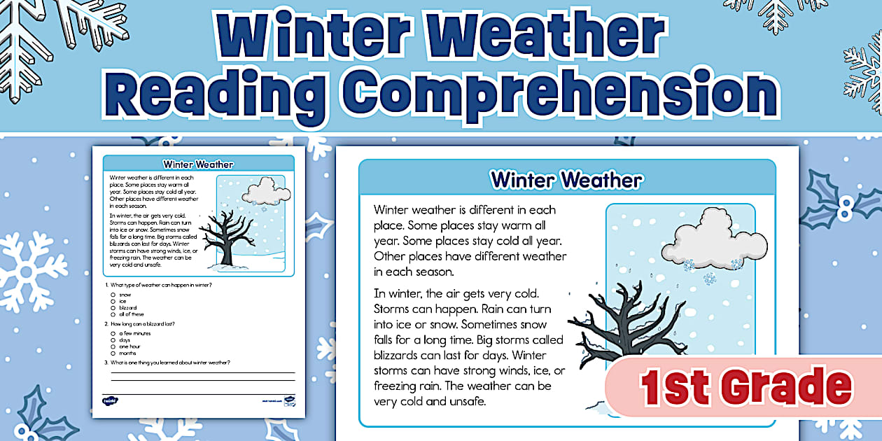 First Grade Winter Weather Reading Passage Comprehension