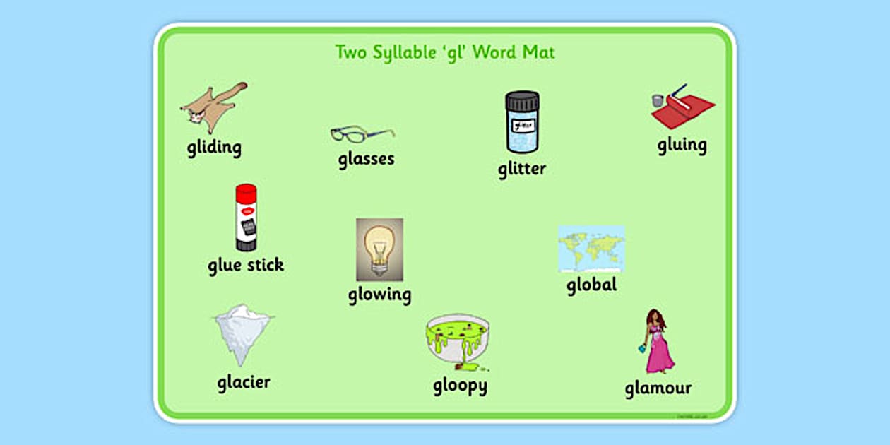 Two Syllable GL Word Mat (teacher made) - Twinkl