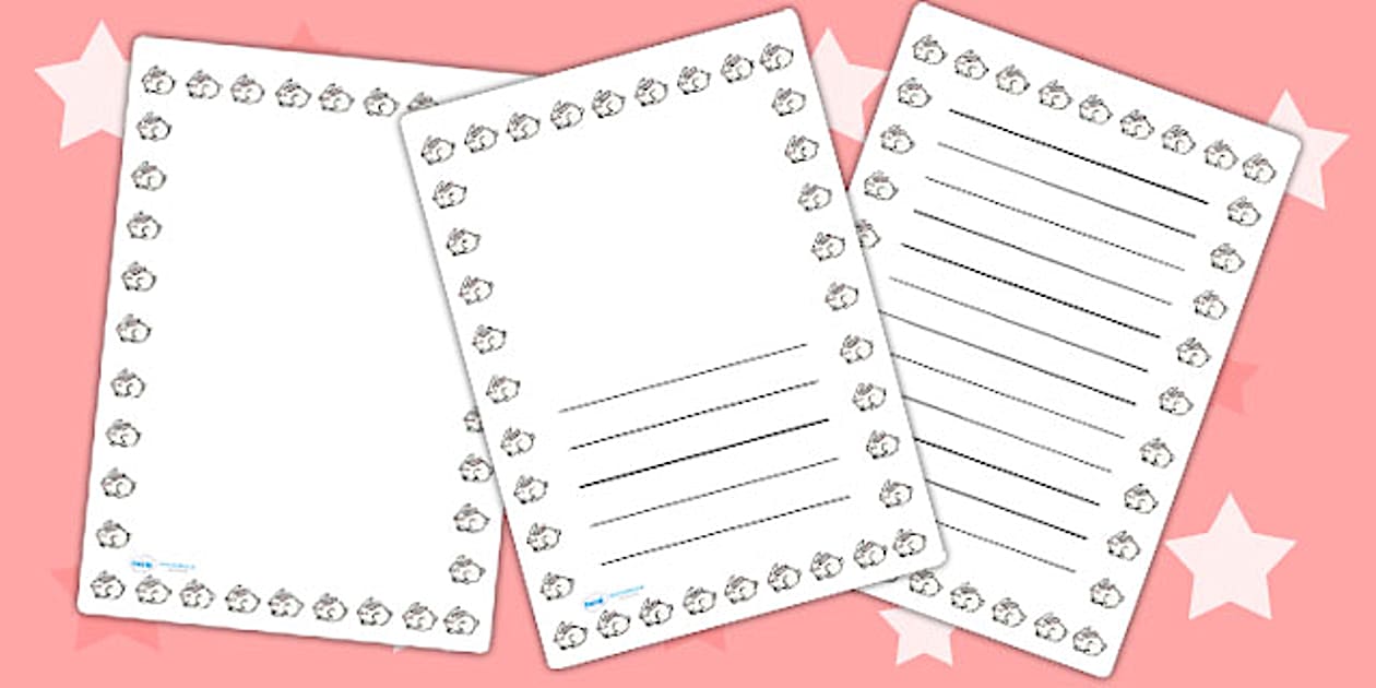 Editable Bunny Rabbit Page Borders (teacher made) - Twinkl