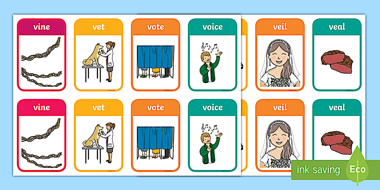 Initial ‘v’ Sound Playing Cards - Speech Pathology