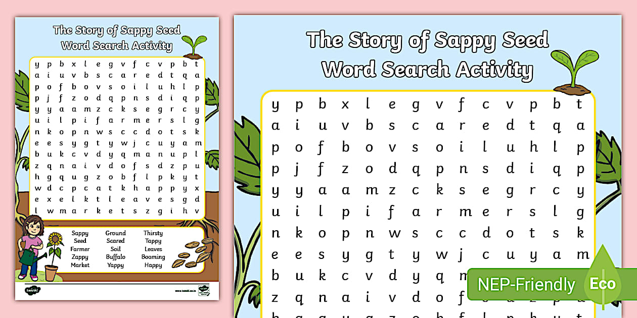 The Story of Sappy Seed Word Search (teacher made) - Twinkl
