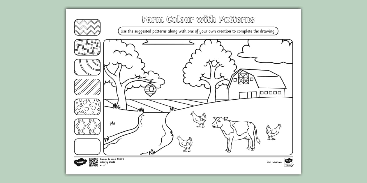 * NEW * Farm Colour with Patterns Activity - Twinkl