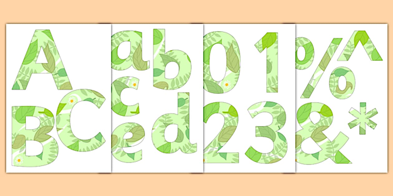 Precursive Paper-Saving Garden-Themed Display Alphabet Numbers and Symbols