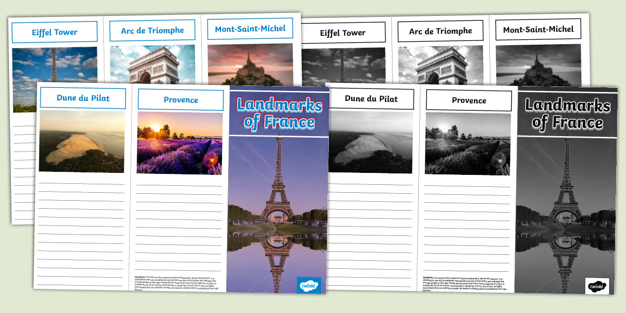 Landmarks of France Leaflet Template (teacher made) - Twinkl