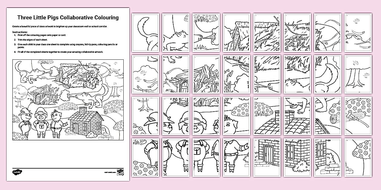 Three Little Pigs Collaborative Colouring - KS1 - Project