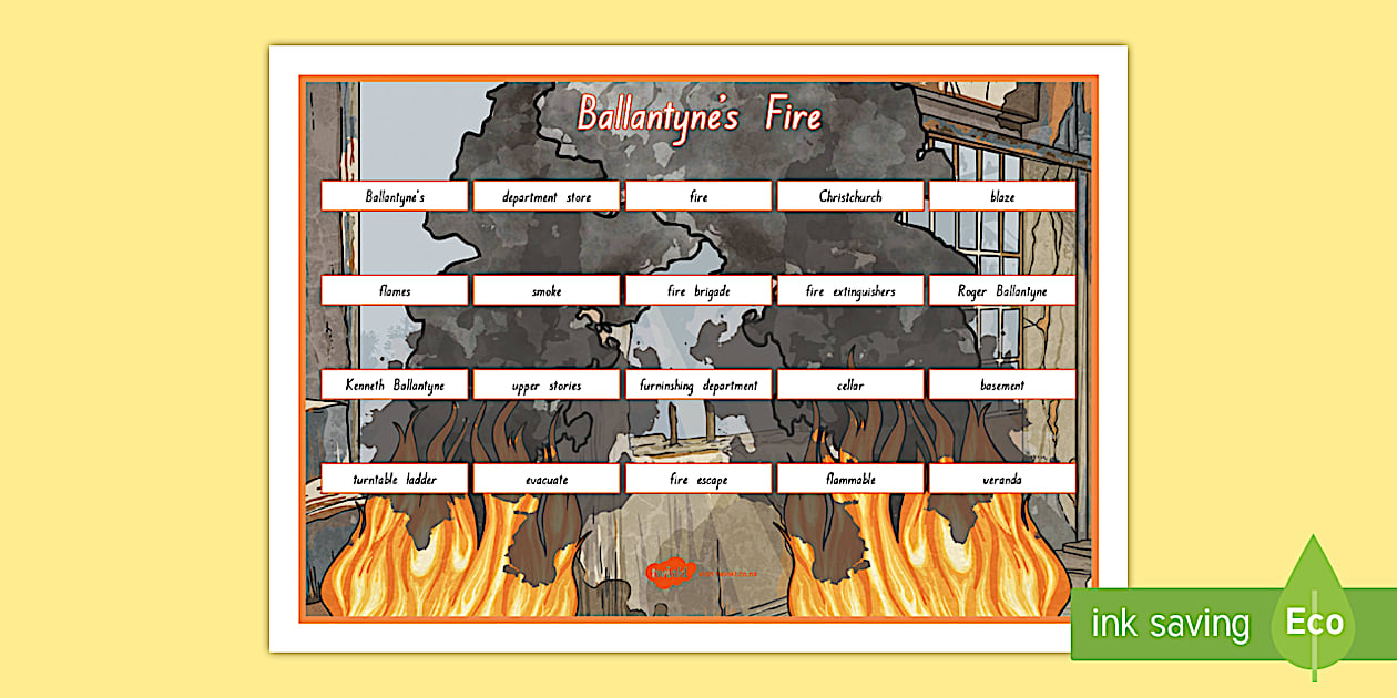 Ballantyne's Fire Word Mat - Twinkl