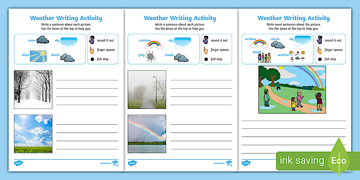 Weather Early Writing Activity | Twinkl (teacher made)