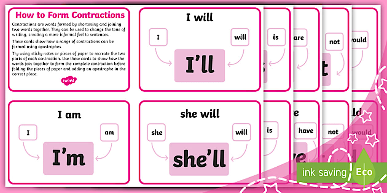 How To Form Contractions Cards - Parents - English - Twinkl