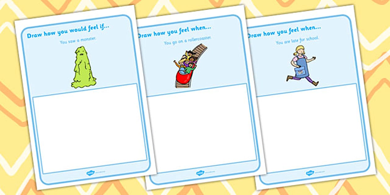 Draw How You Feel When Worksheet Set 3 - Twinkl