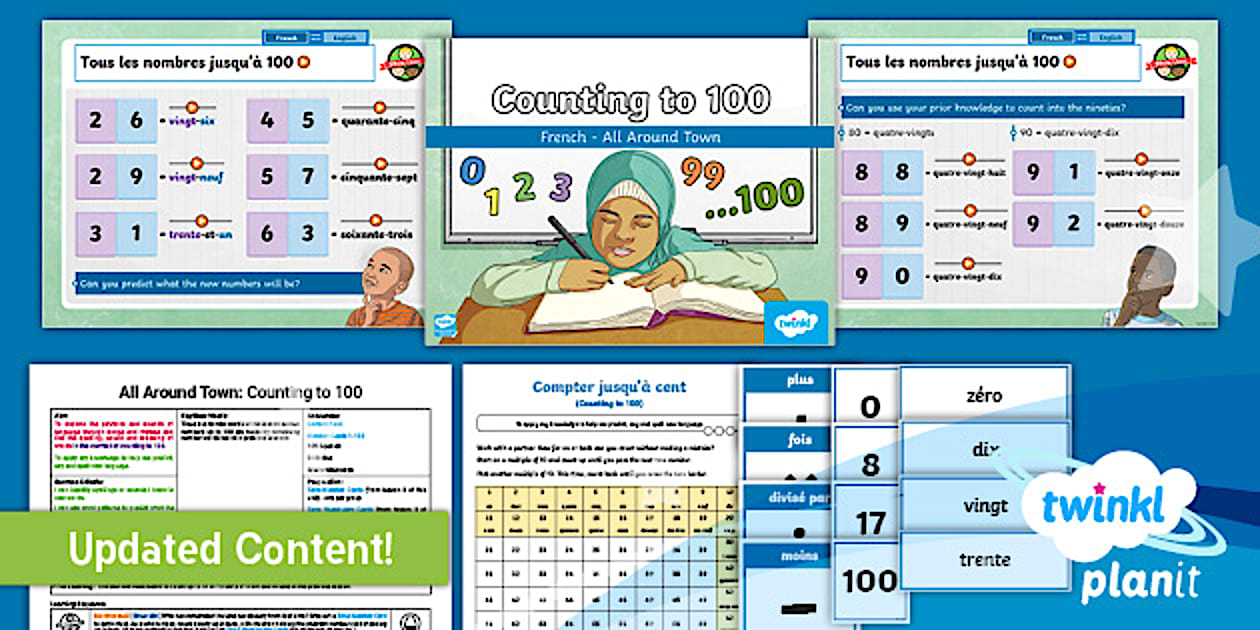 French Numbers 1 100 Practise - Counting to 100 Lesson Pack