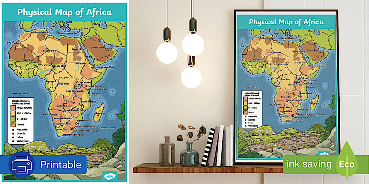 African Continent Map - Physical Map Of Africa - Twinkl