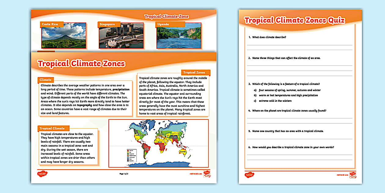 Tropical Climate Zones Fact File and Quiz | KS2 | Geography
