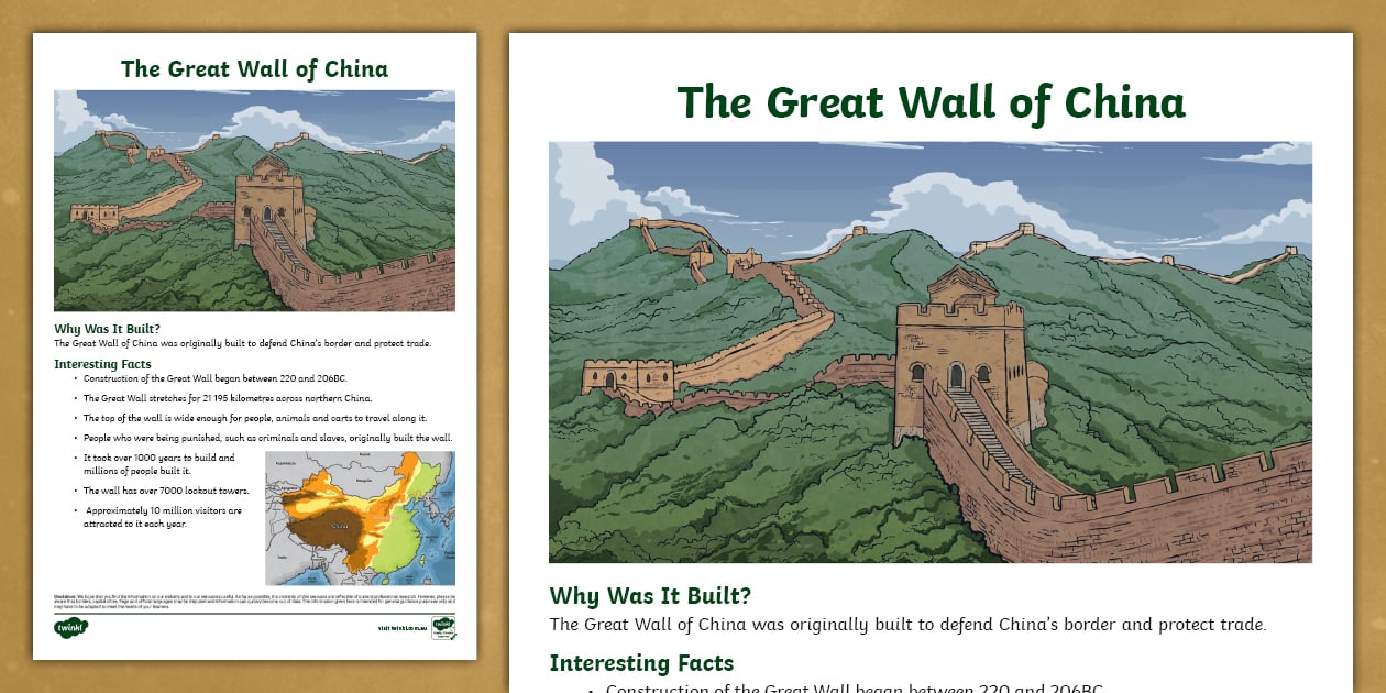 The Great Wall of China Fact File (teacher made) - Twinkl