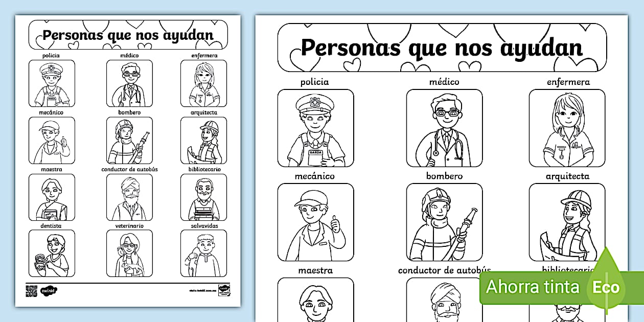 Oficios y profesiones - hoja para colorear (teacher made)