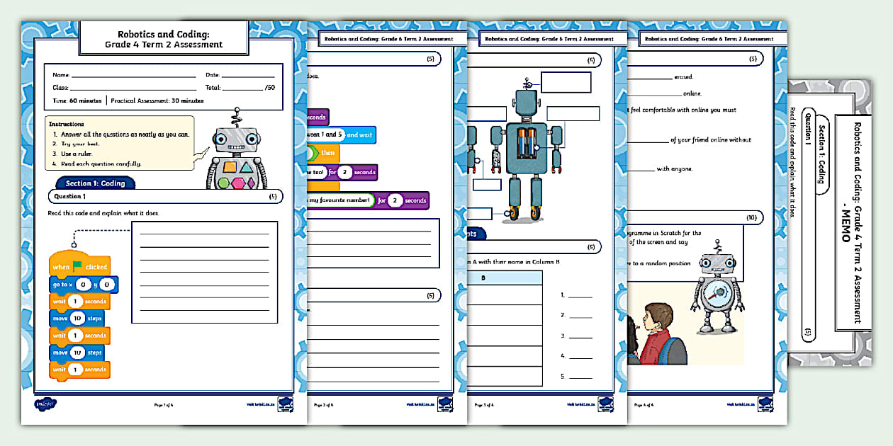 Robotics and Coding Grade 4 Assessment Term 2 (teacher made)