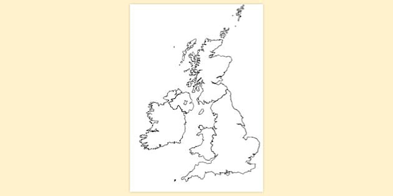 Blank United Kingdom Outline Colouring Sheet (teacher made)