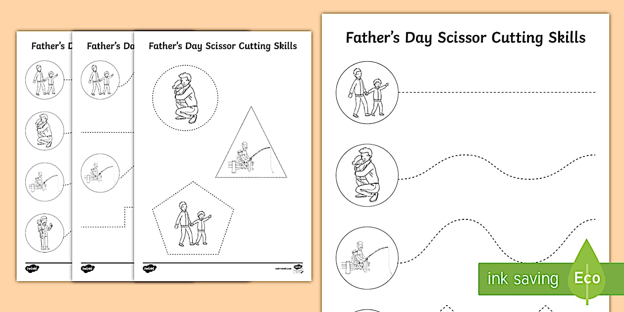 SA Father's Day Differentiated Cutting Skills Worksheet