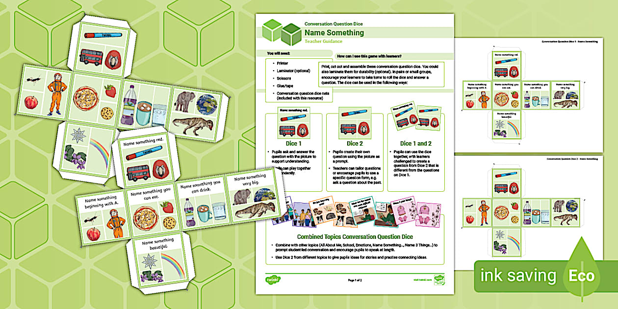 EAL Learner Conversation Question Dice - Name Something (Younger Learners)