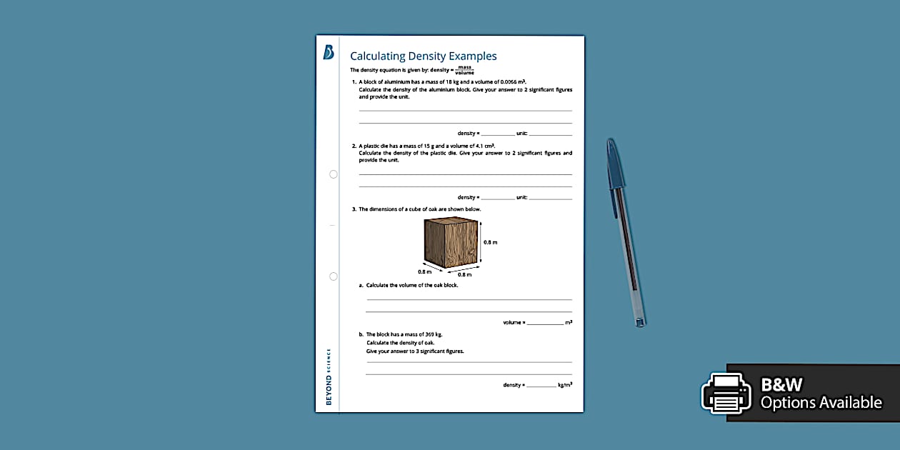 Calculating Density Worksheets | KS3 Physics | Beyond