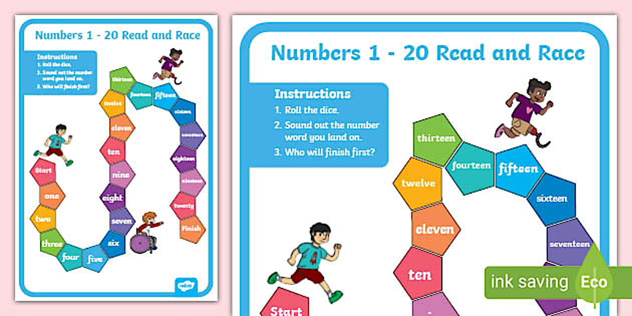 Numbers 1 - 20 Read and Race Game (teacher made) - Twinkl