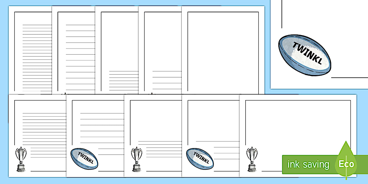 Black and White Rugby Six Nations Page Border Pack - Twinkl