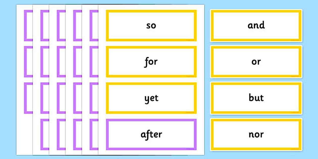 Editable Subordinating and Coordinating Conjunctions Word Cards