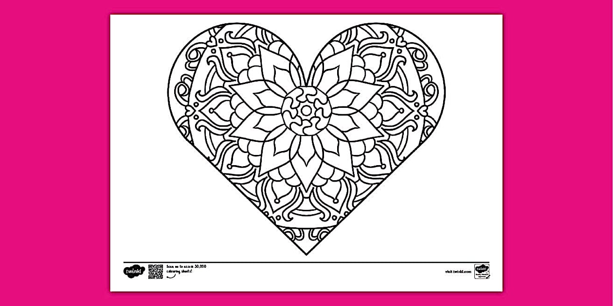 Heart Mandala Colouring Page