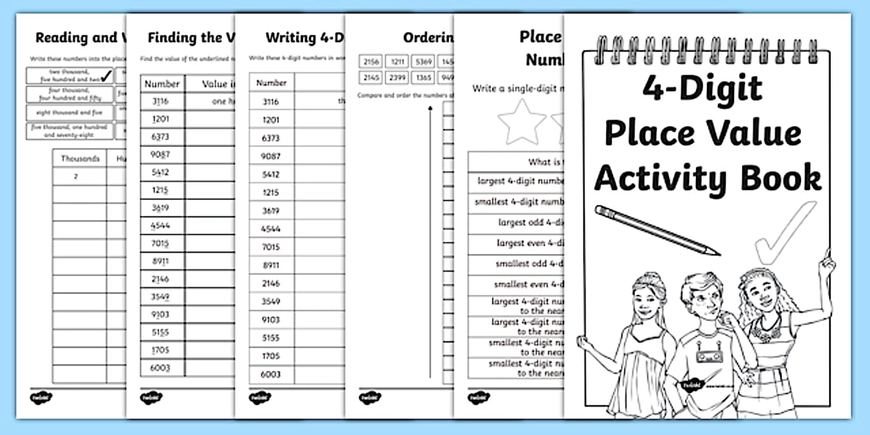 Back to School Place Value Revision of 4-Digit Numbers Activity Booklet