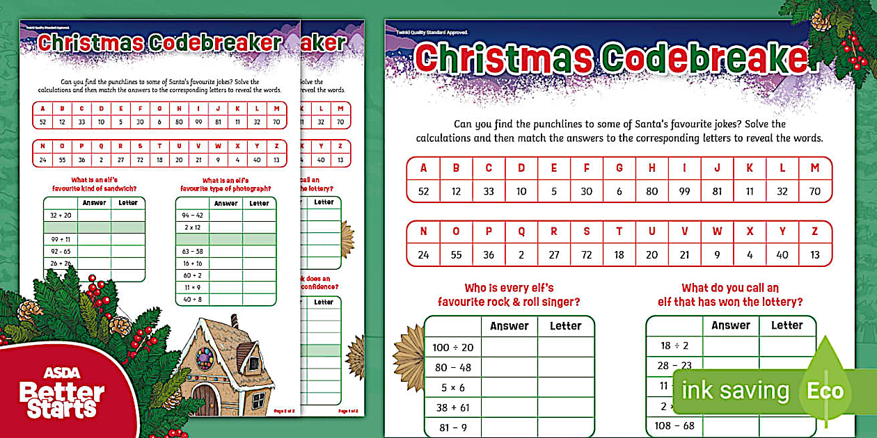 FREE! - 👉 ASDA Better Starts: Christmas Codebreaker Activity Ages 7-11