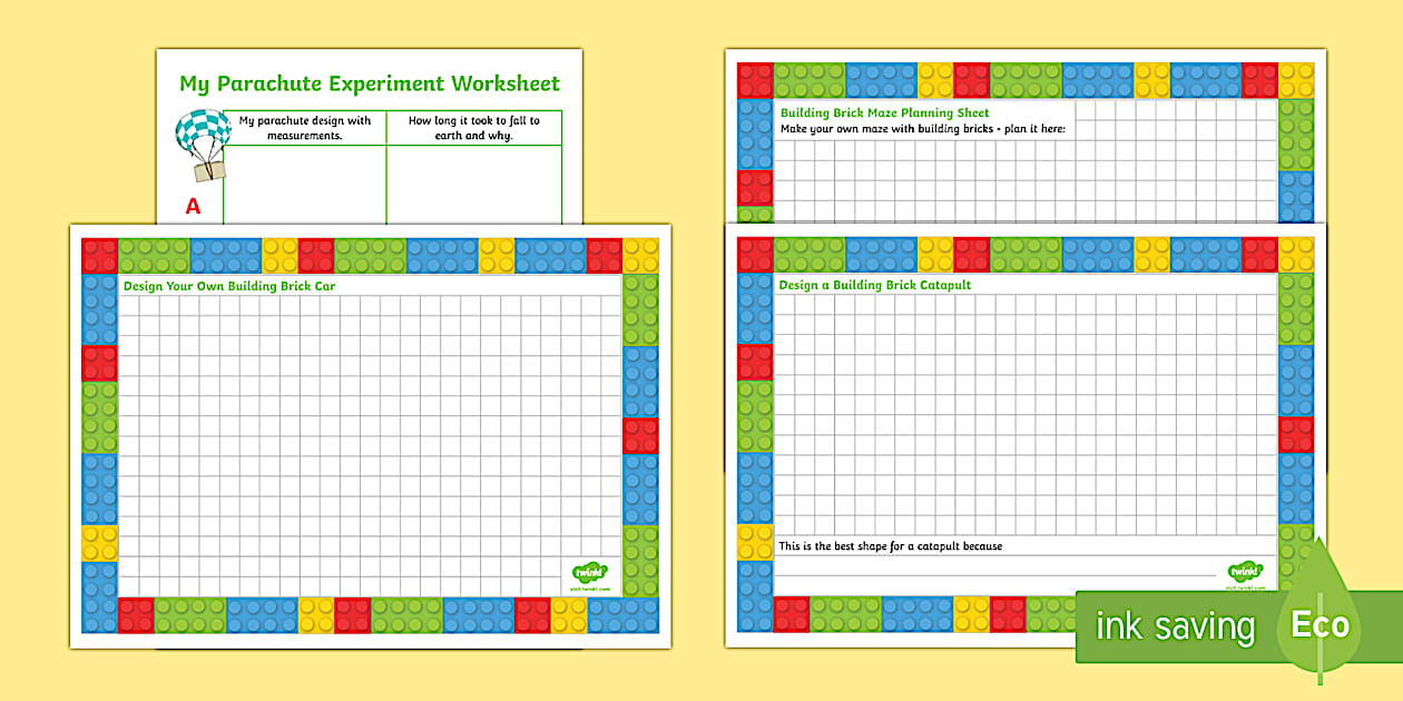 Editable Building Brick Science Experiment Worksheet Templates